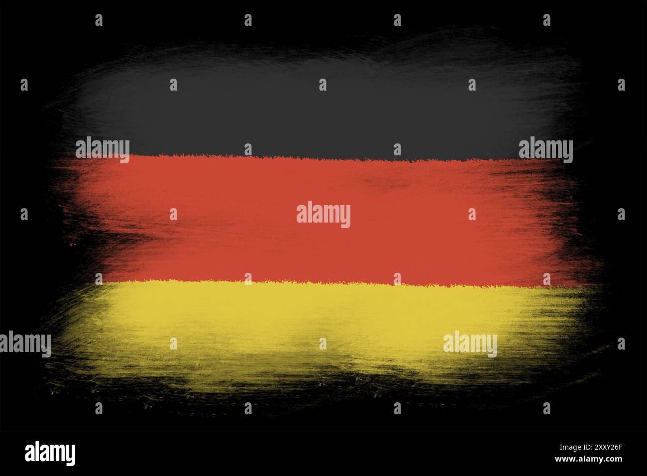 The German flag, Painted grunge flag, brush strokes. Isolated on black ...