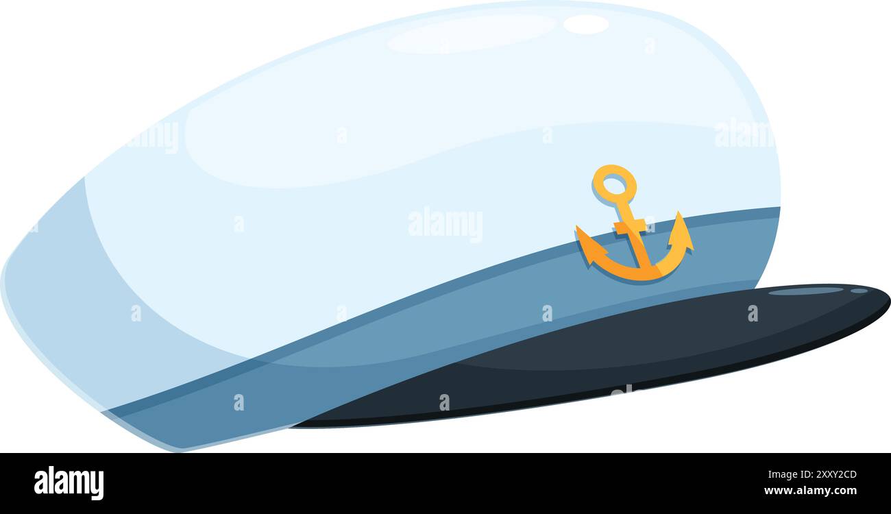White captain hat with a golden anchor is a symbol of authority and ...