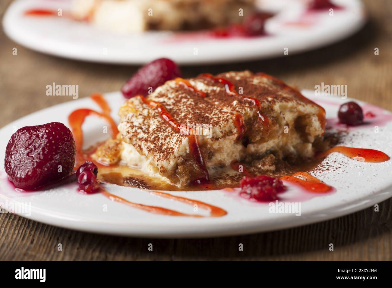 Tiramisu with rum fruit Stock Photo - Alamy