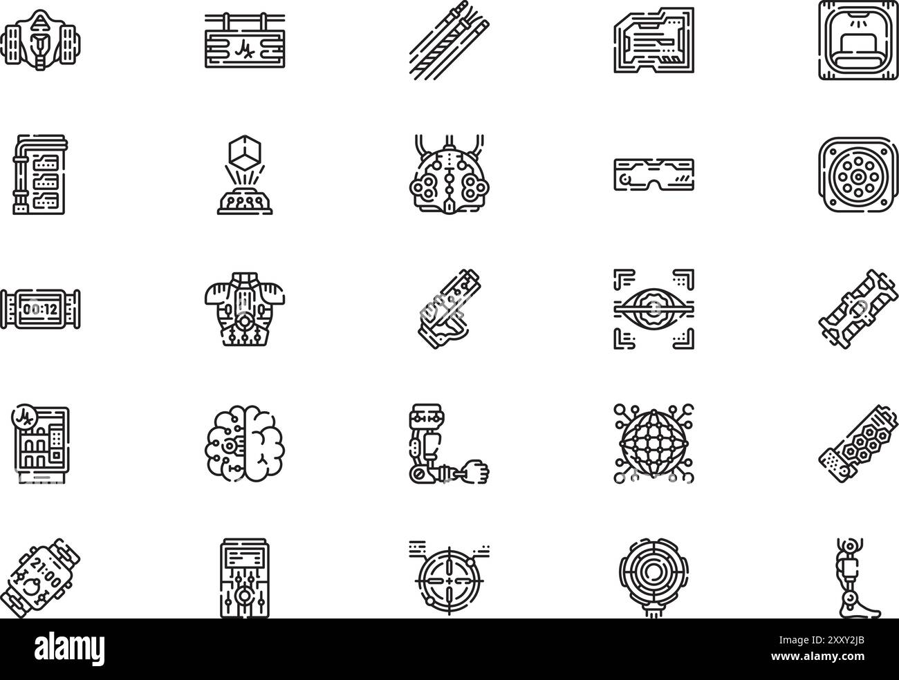 Cyberpunk icons collection is a vector illustration with editable ...