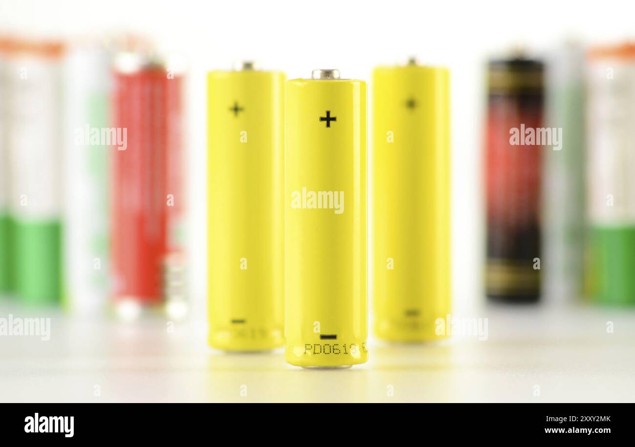 Composition with alkaline batteries Stock Photo - Alamy