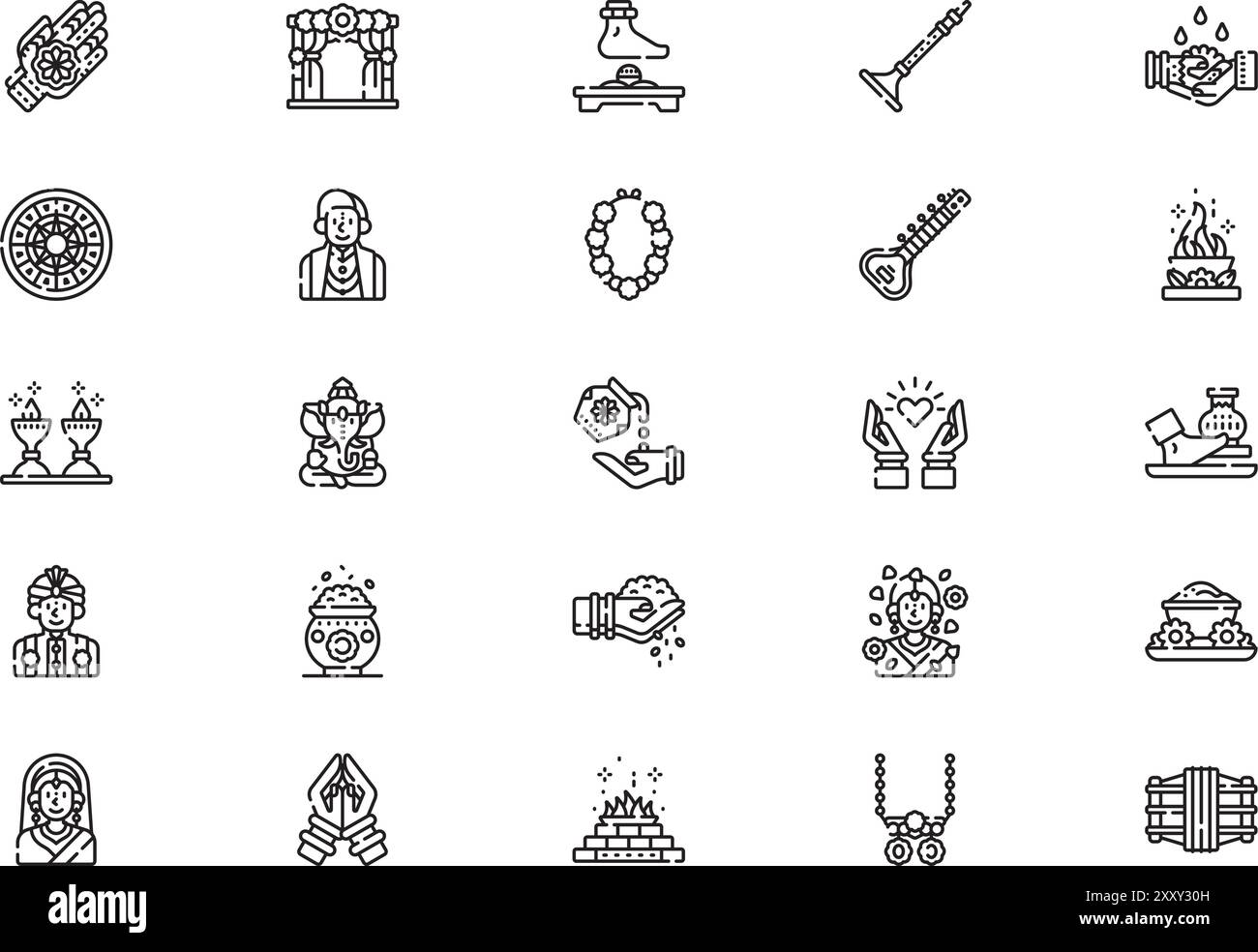 Hindu Wedding Symbols Vector