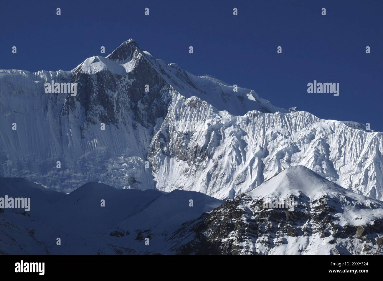 Khangsar Kang, high mountain of the Annapurna Range, Nepal, Asia Stock ...