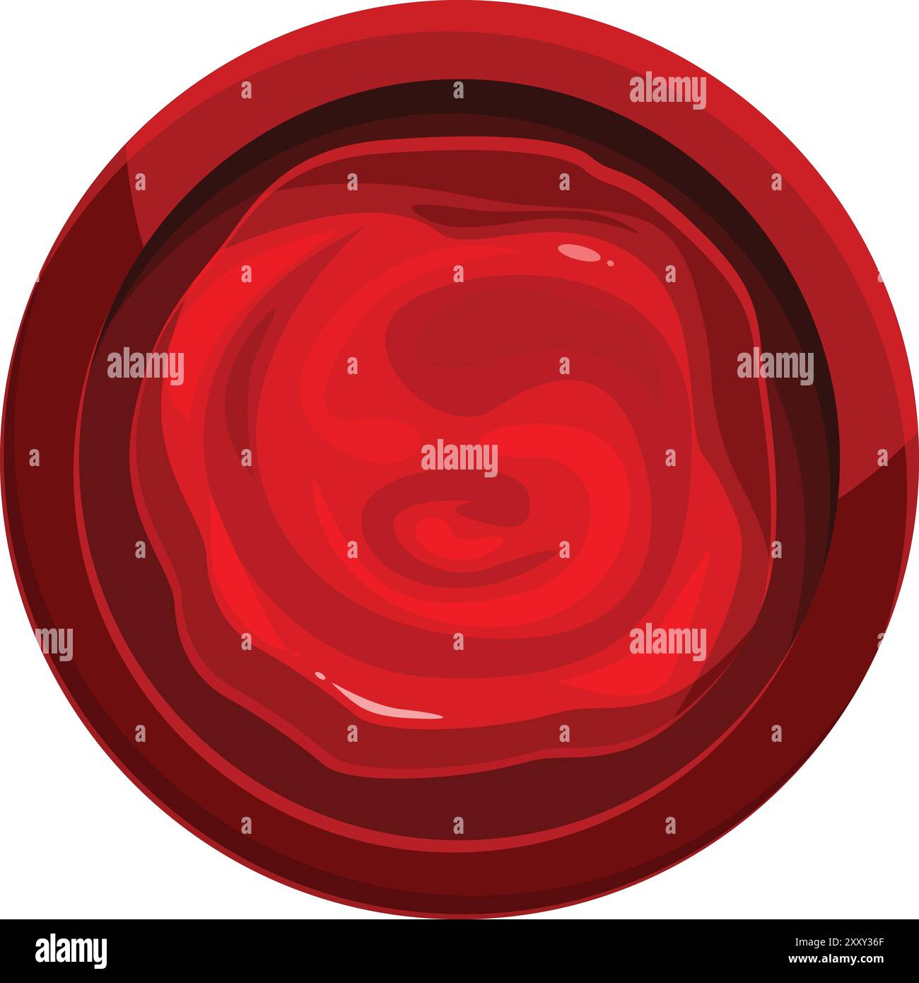 Red sealing wax is filling a circle frame, creating a swirling pattern ...