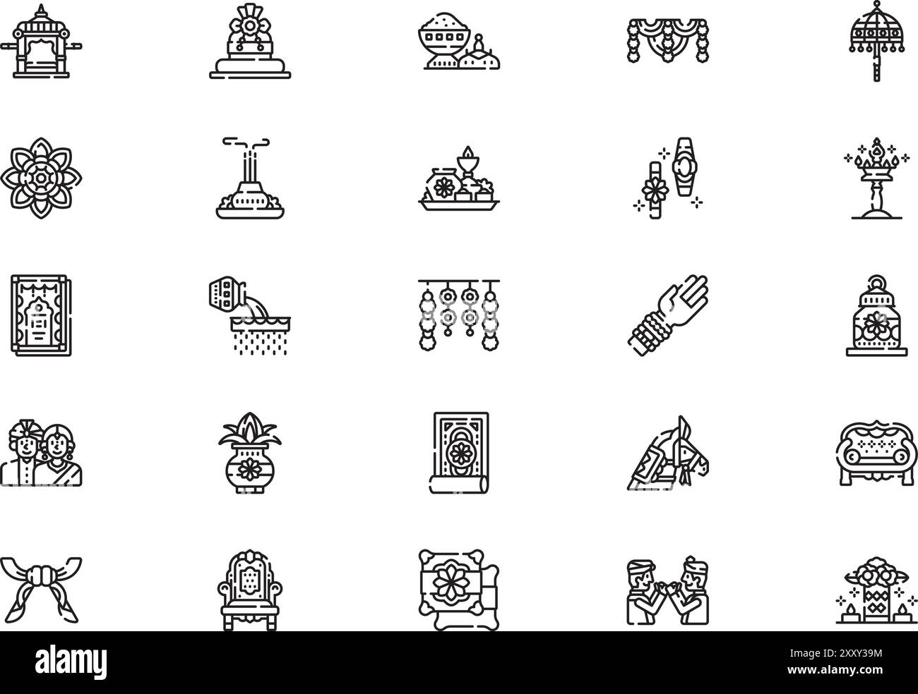 Hindu wedding icons collection is a vector illustration with editable ...