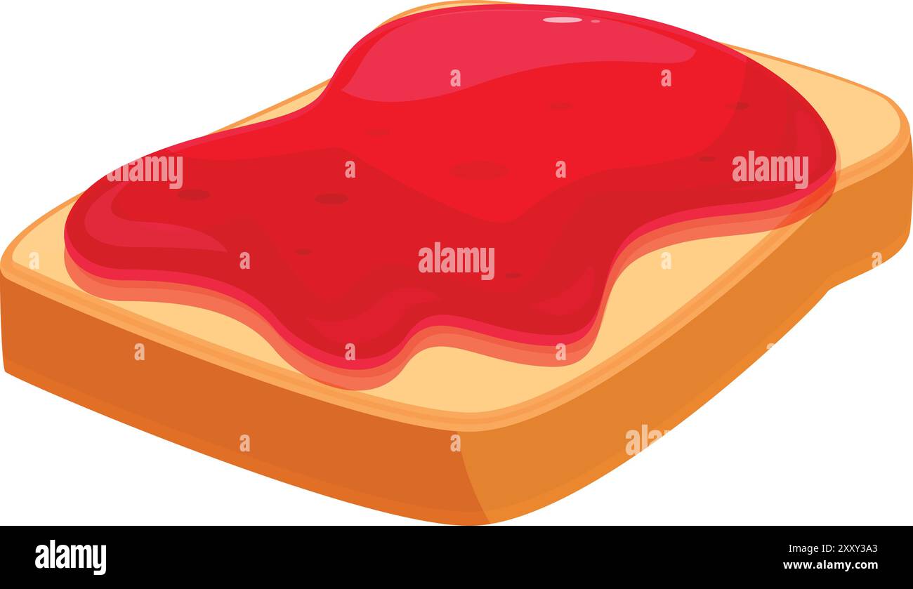 Single slice of white bread with strawberry jam being spread on top ...
