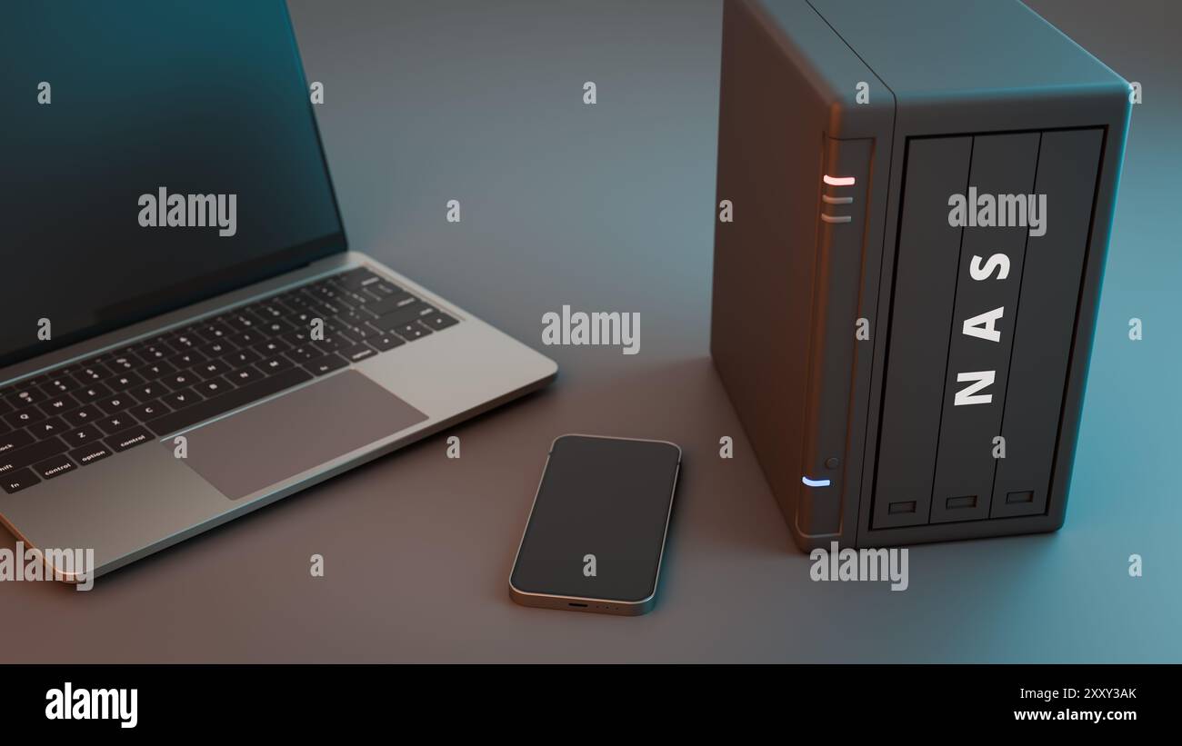 Network Attached Storage drive called "NAS" concepts image. 3d ...