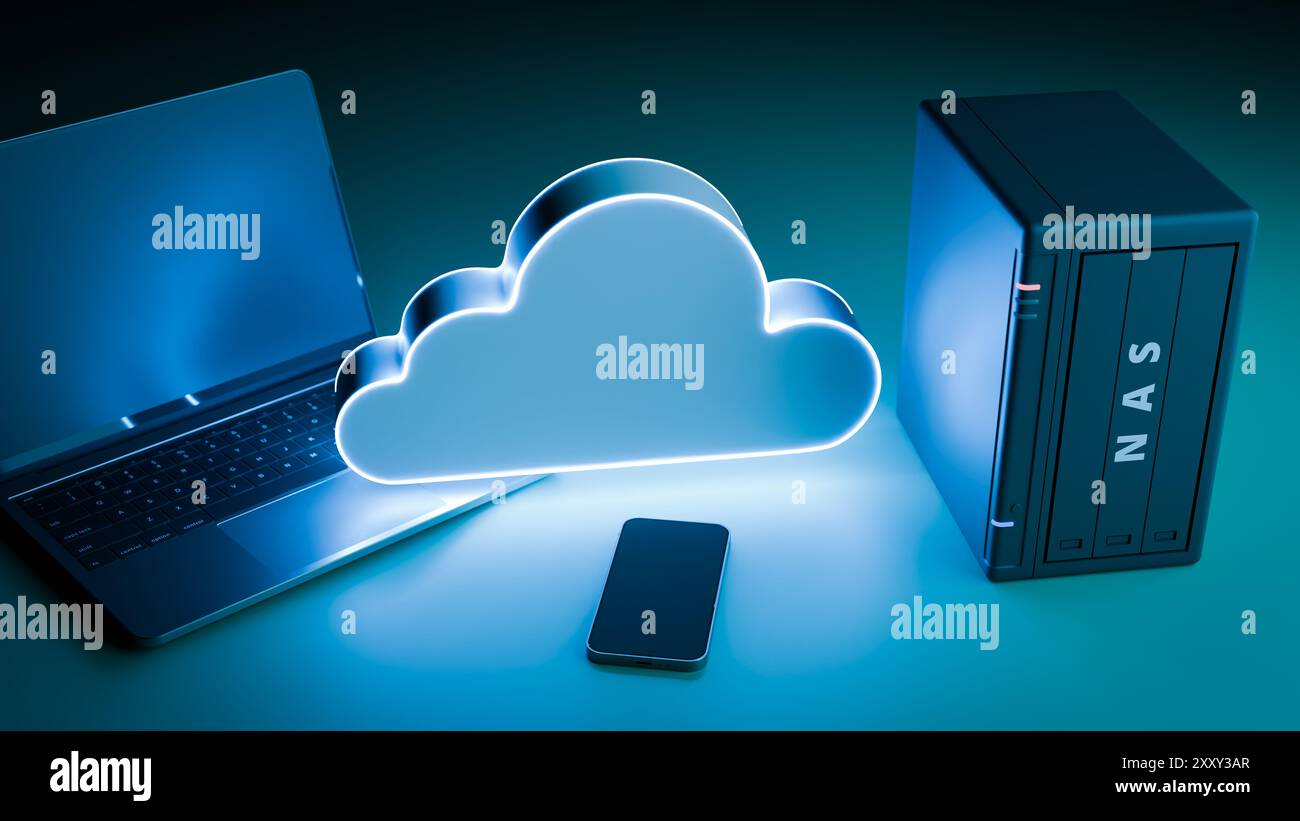 Network Attached Storage drive called "NAS" concepts image. 3d ...