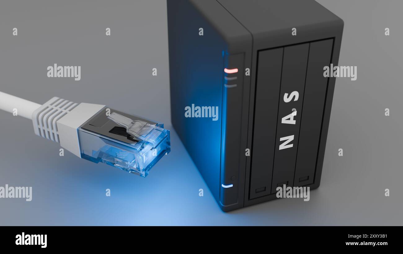 Network Attached Storage drive called "NAS" concepts image. 3d ...