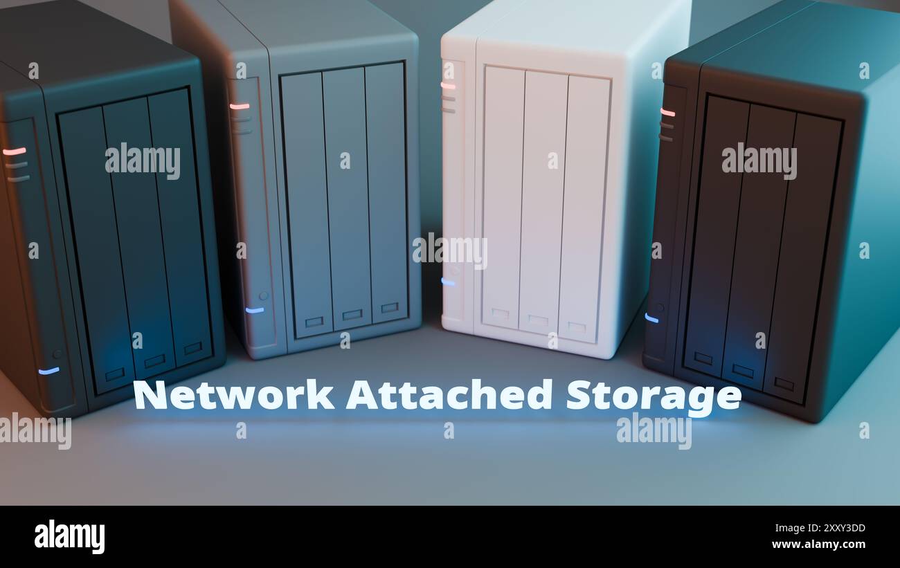 Network Attached Storage drive called "NAS" concepts image. 3d ...