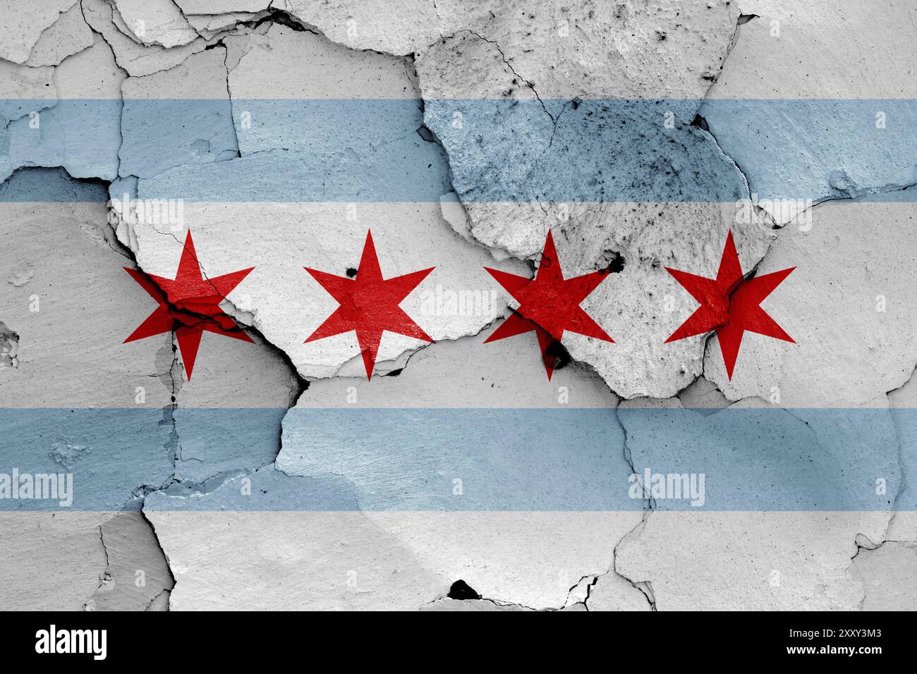 Flag of Chicago painted on cracked wall Stock Photo - Alamy