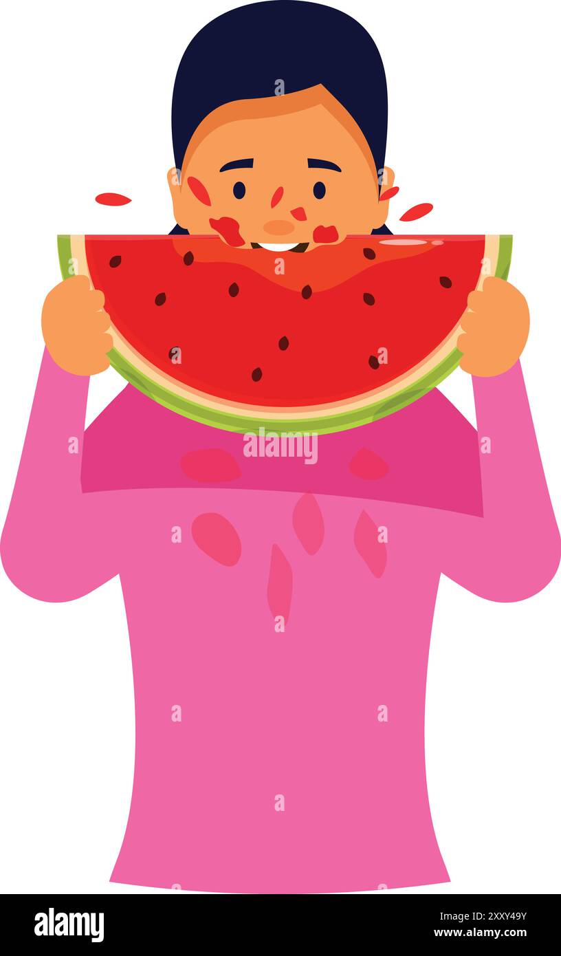 Woman eating messy food Stock Vector Images - Alamy