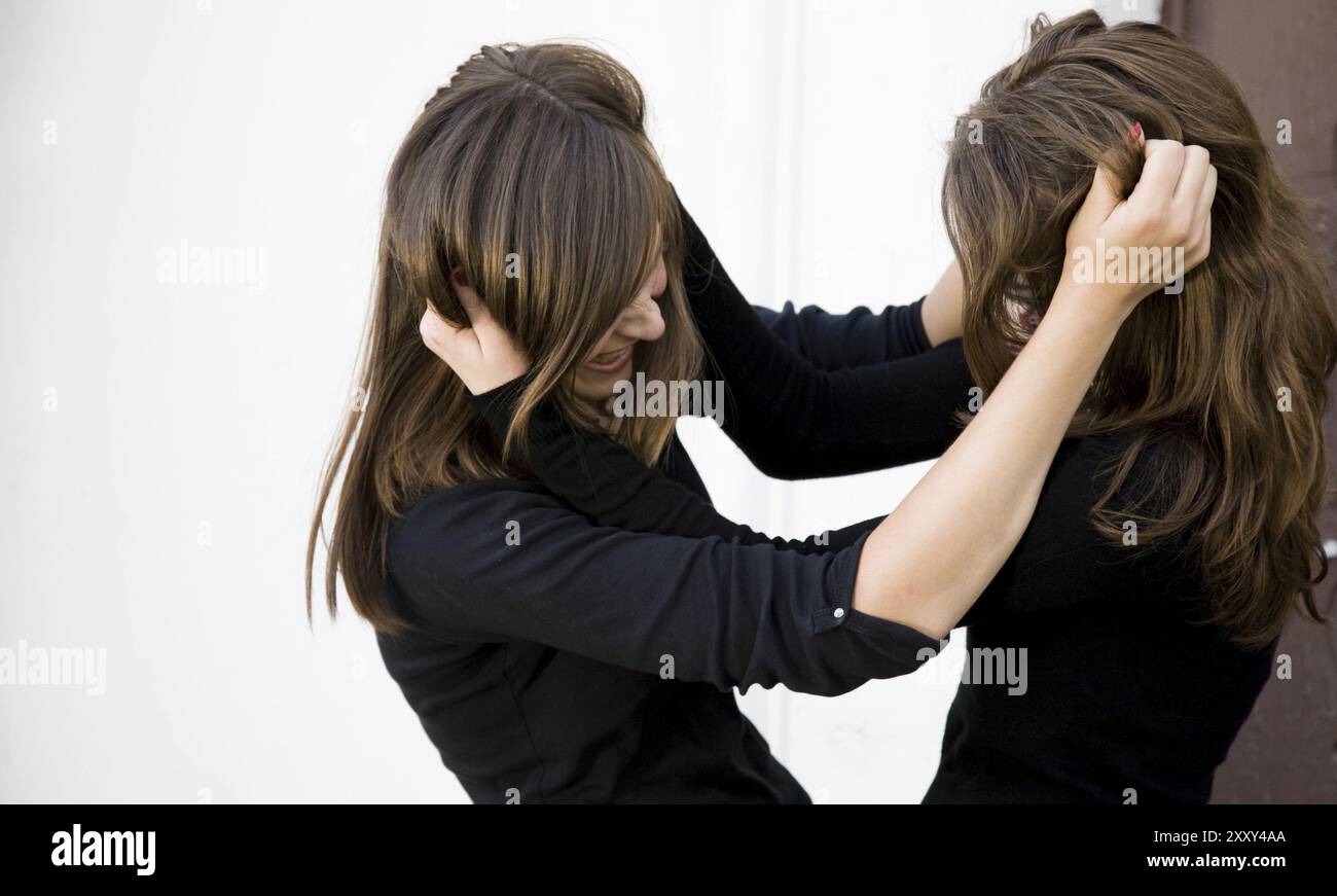 Conflict. Two Teenager Girls Fighting Outdoors Stock Photo - Alamy