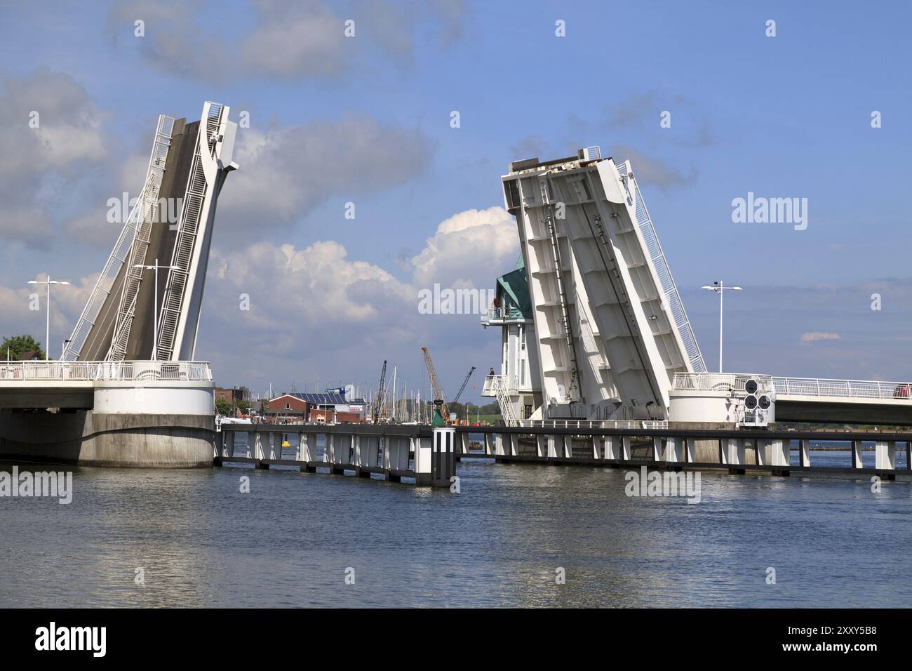 The open bascule bridge in Kappeln Stock Photo - Alamy