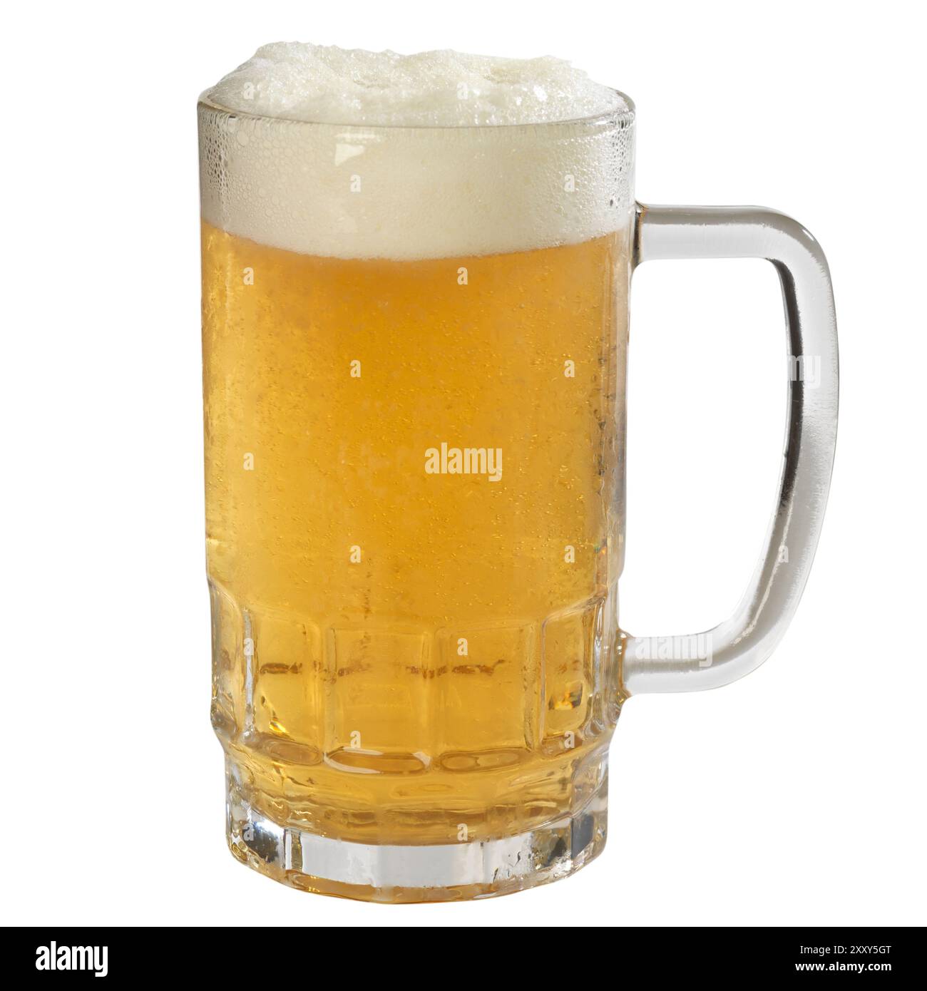 transparent beer mug, with cold beer on a white background, refreshing ...