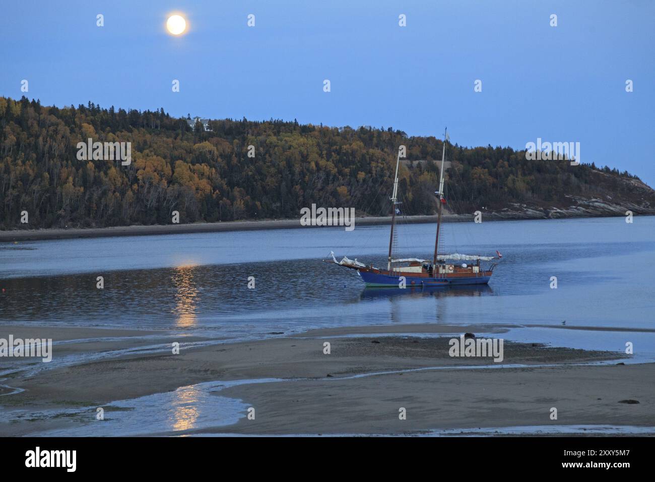 Sailing ship at night Stock Photo - Alamy