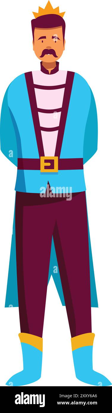 Cartoon prince charming is standing with his hands behind his back ...