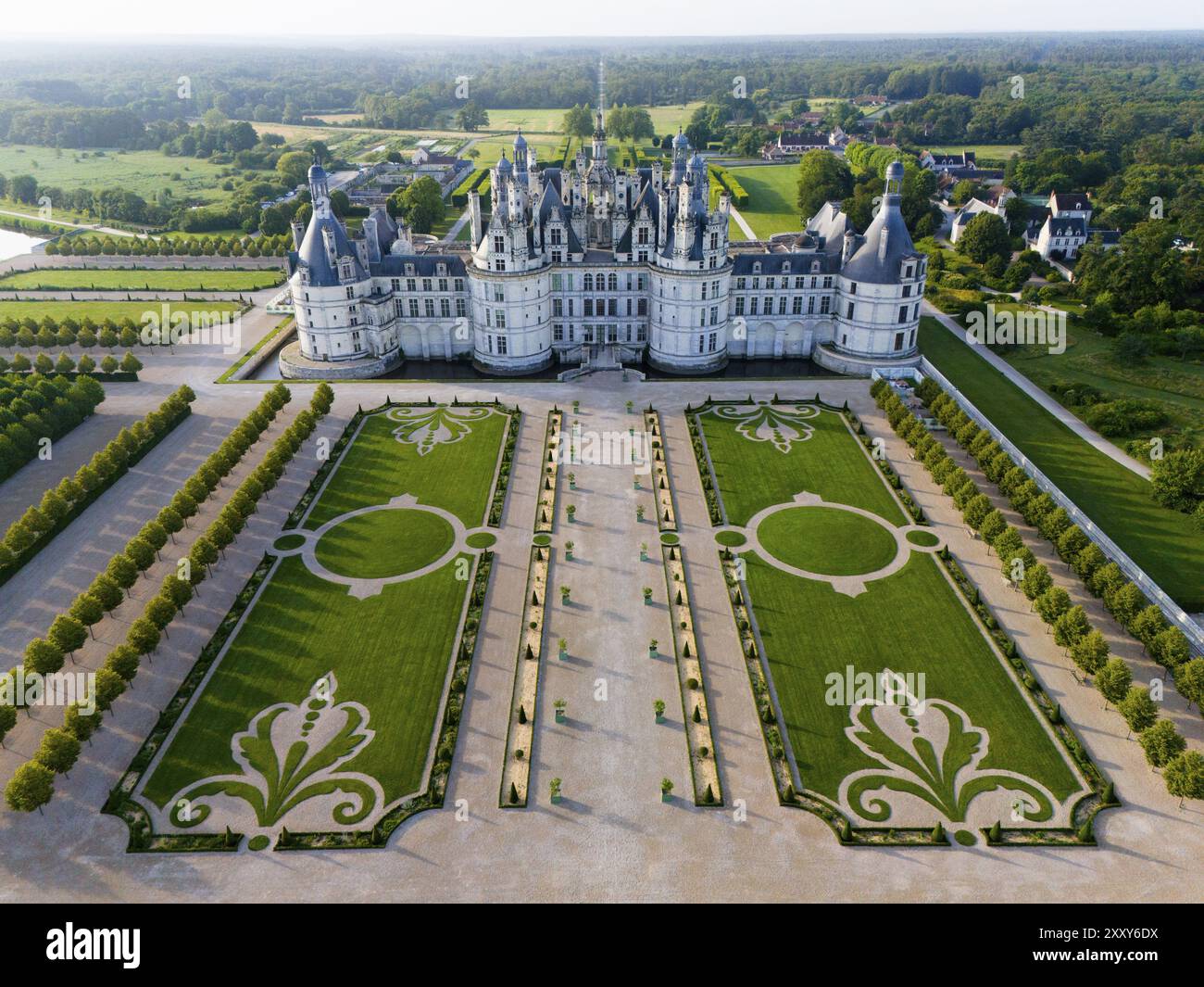 Impressive castle with magnificent symmetrical gardens and Renaissance ...