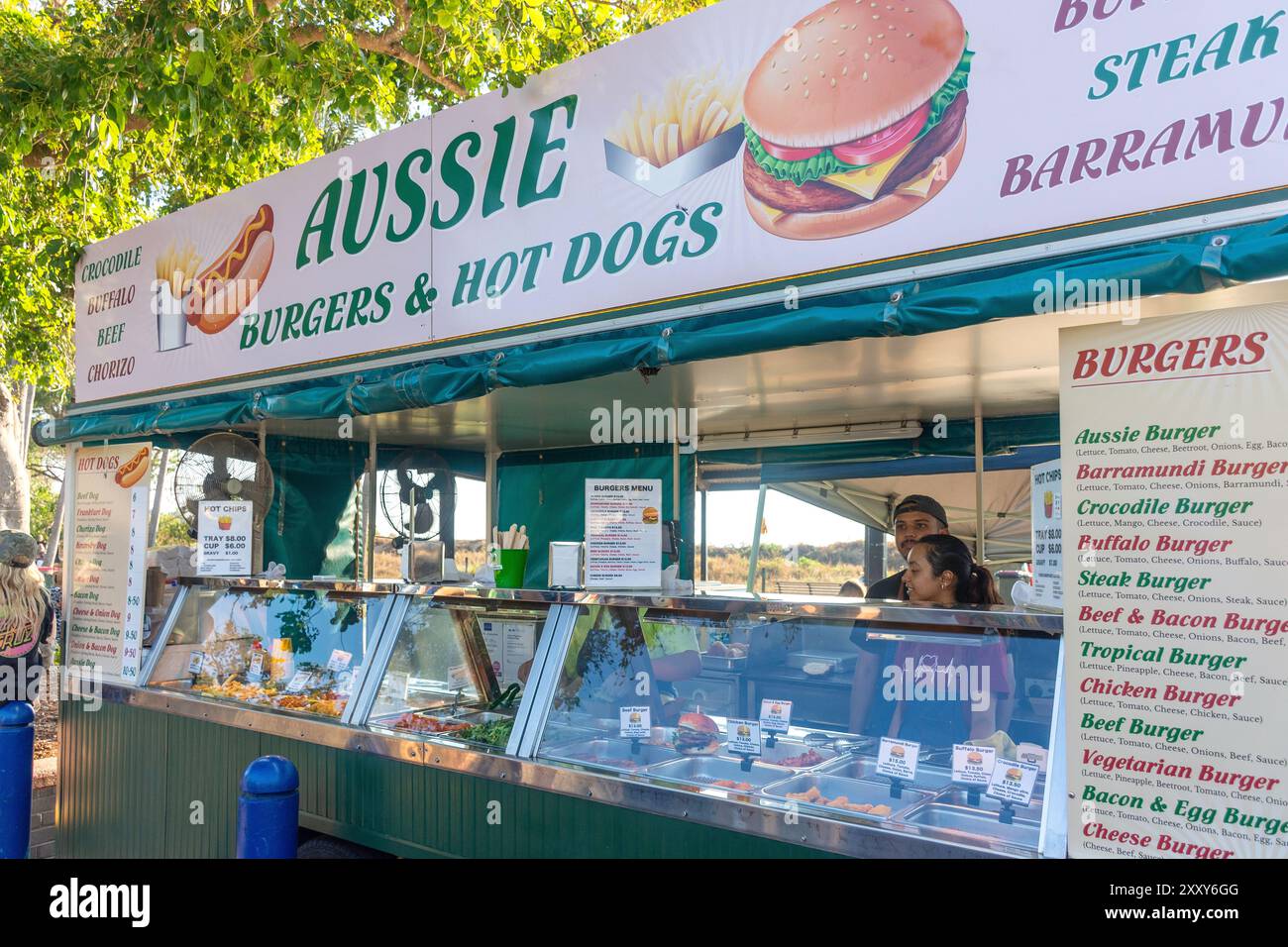 Australian burgers & hot dogs food stall, Mindil Beach Sunset Market ...
