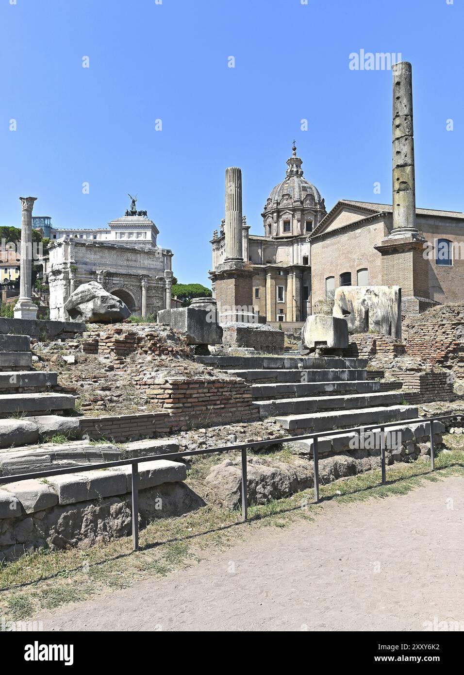 Steps to the Basilica Julia and other buildings at the Roman Forum ...