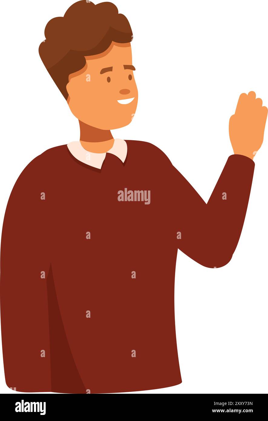 Portrait friendly young man waving Cut Out Stock Images & Pictures - Alamy