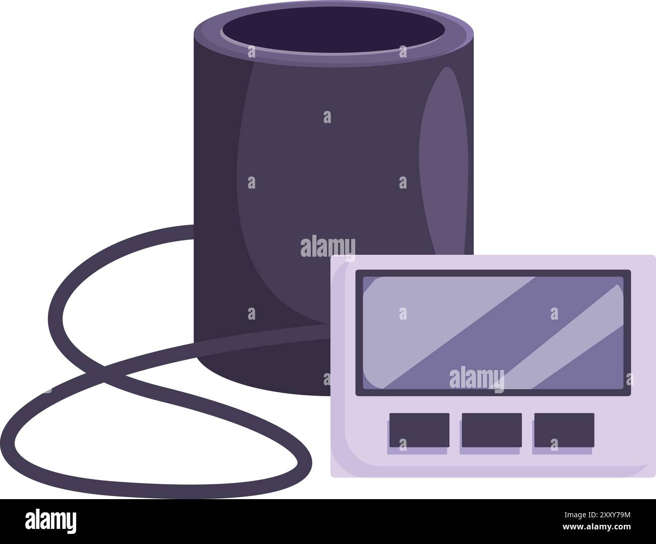 Digital blood pressure monitor is measuring blood pressure with a cuff ...