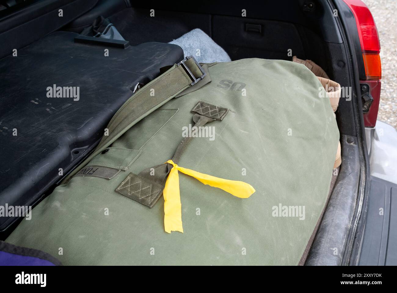 Joint Base Lewis-McChord, Washington State, USA. US Army duffel in back ...