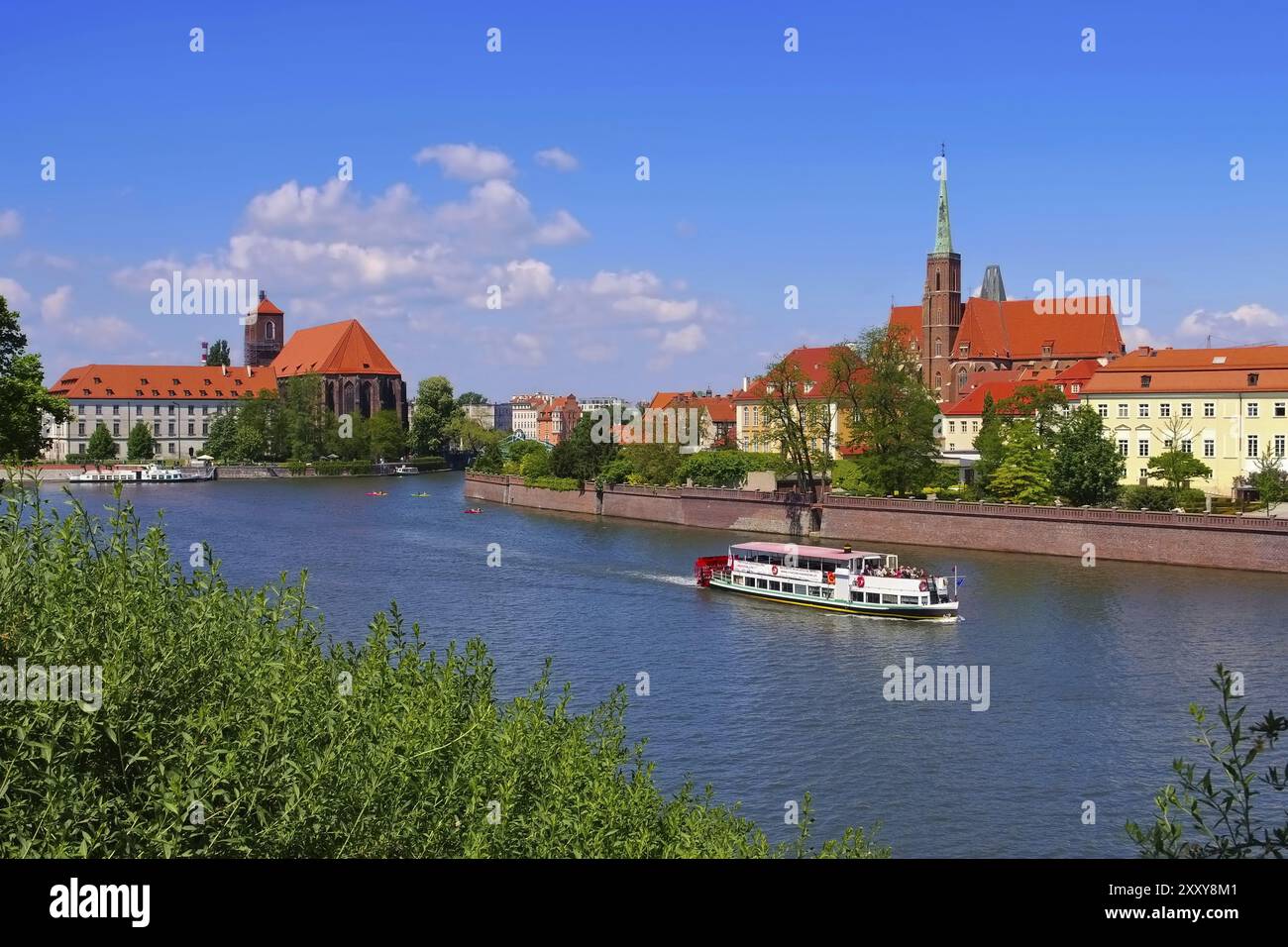Wroclaw Sand Church and Holy Cross Church across the Oder, Wroclaw St ...