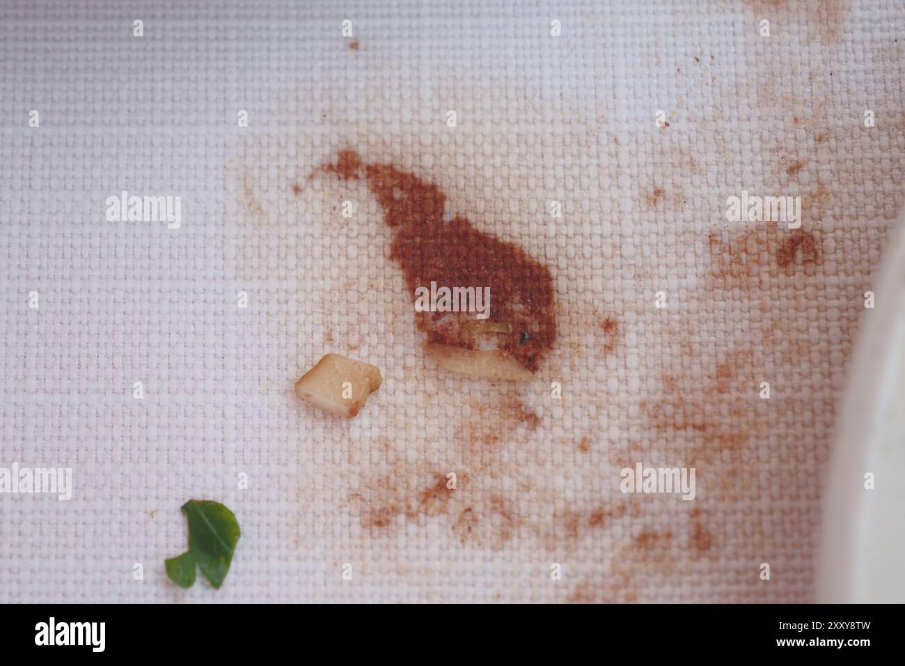 foods spilled over the breakfast table Stock Photo - Alamy