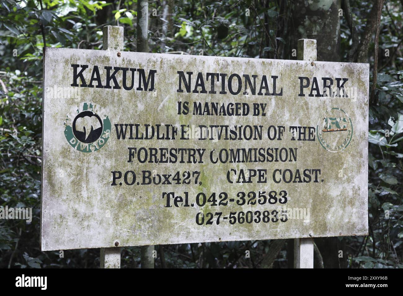 Entrance sign to Kakum National Park/ Ghana Stock Photo - Alamy