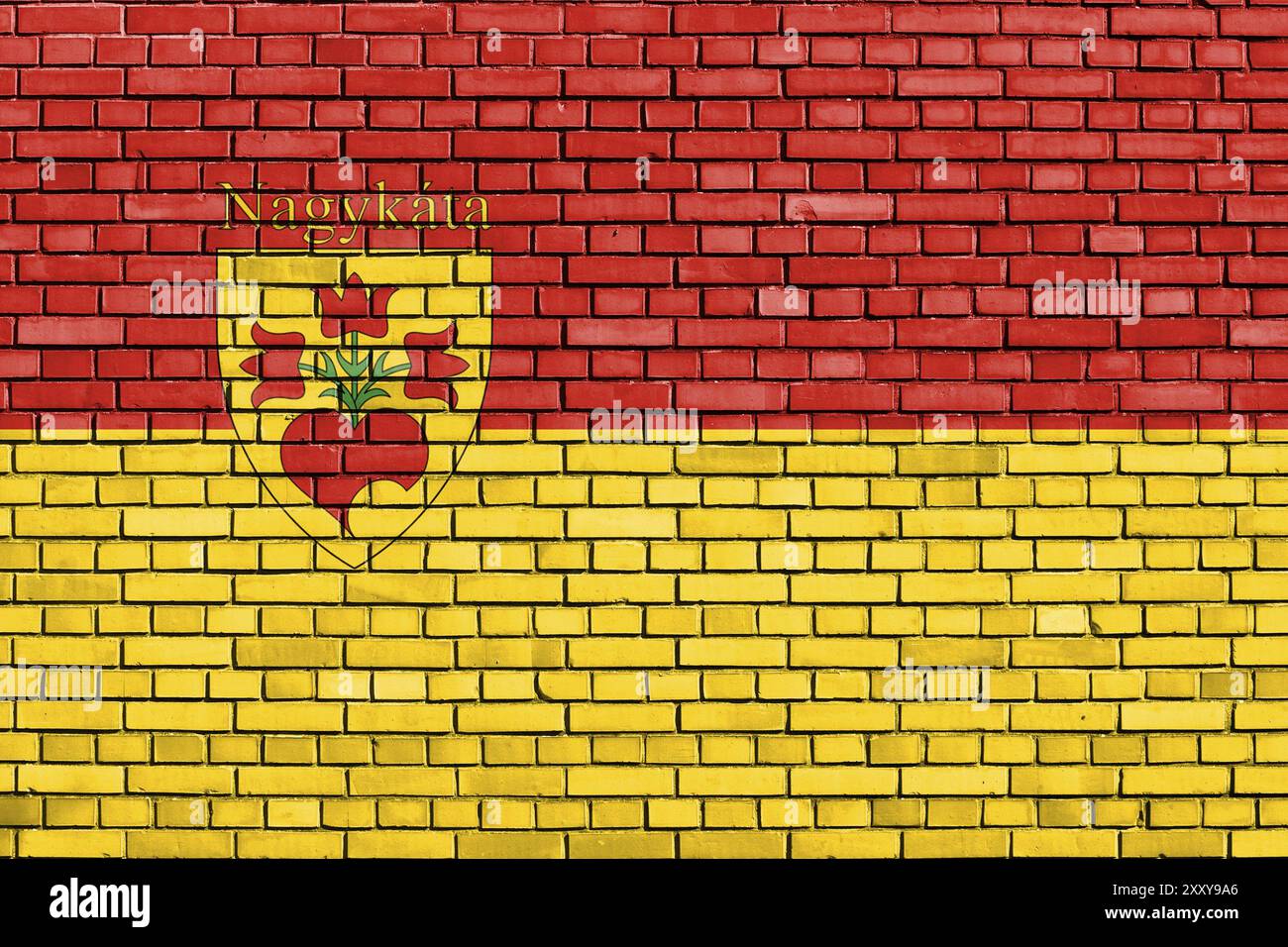 Flag of Nagykata, Hungary painted on brick wall Stock Photo - Alamy