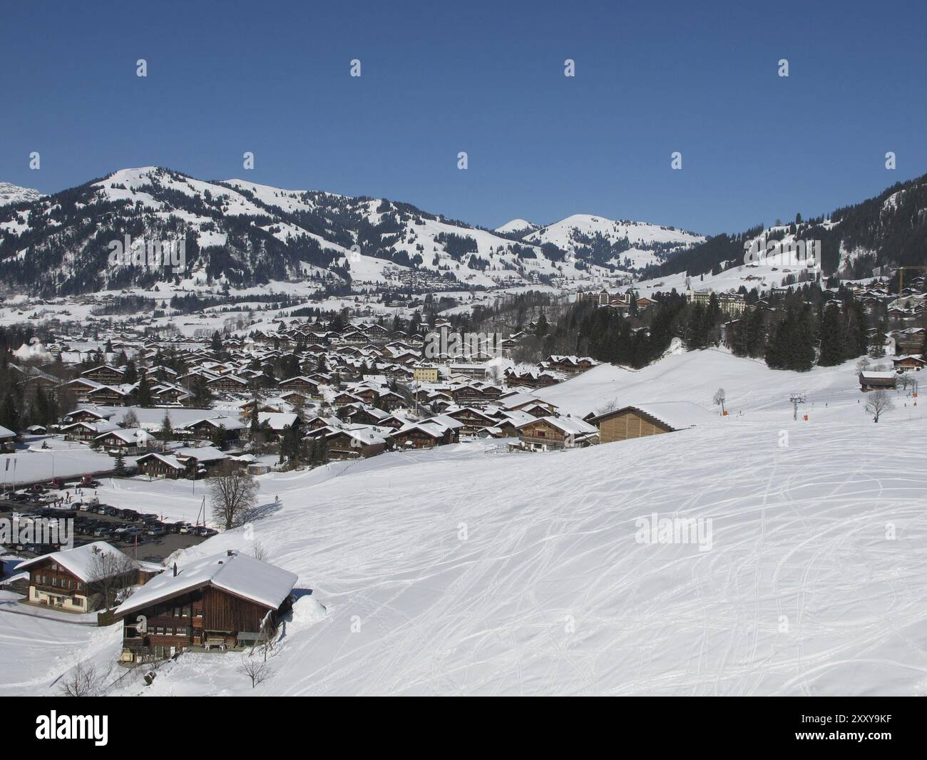 Gstaad, famous village in the Alps Stock Photo - Alamy