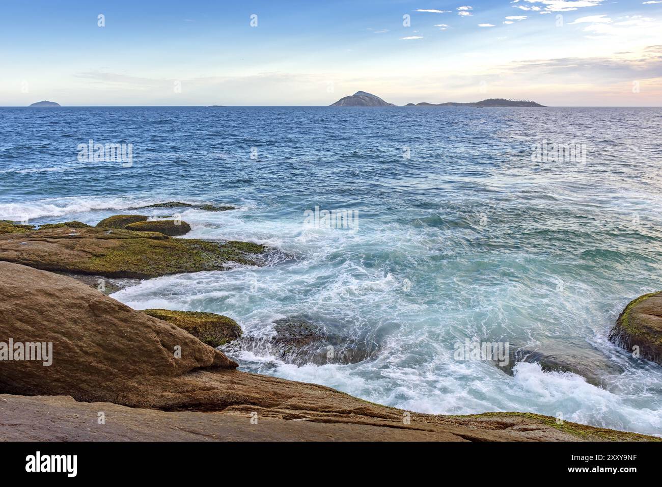 Water dripping between rocks in Arpoador Stone, Ipanema, Rio de Janeiro ...