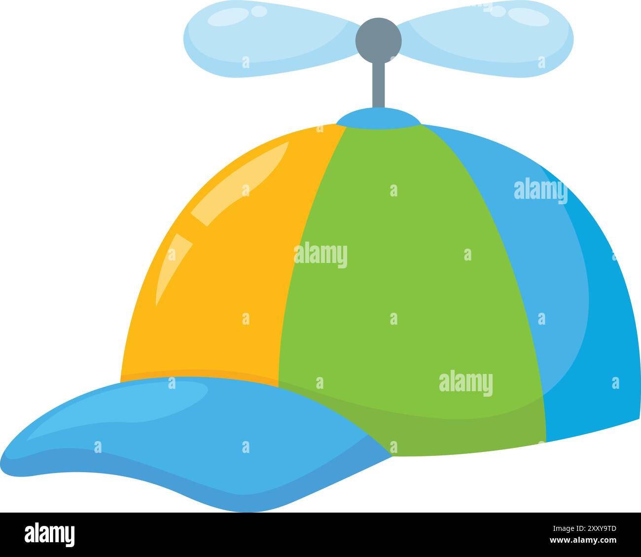 Cartoon baseball cap with a spinning propeller on top, representing fun ...