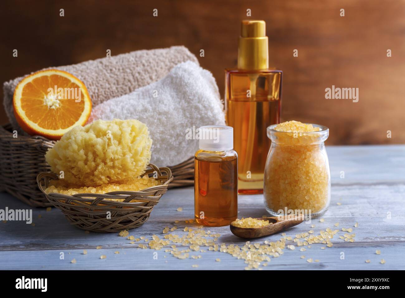 Orange spa wellness setting hi-res stock photography and images - Alamy