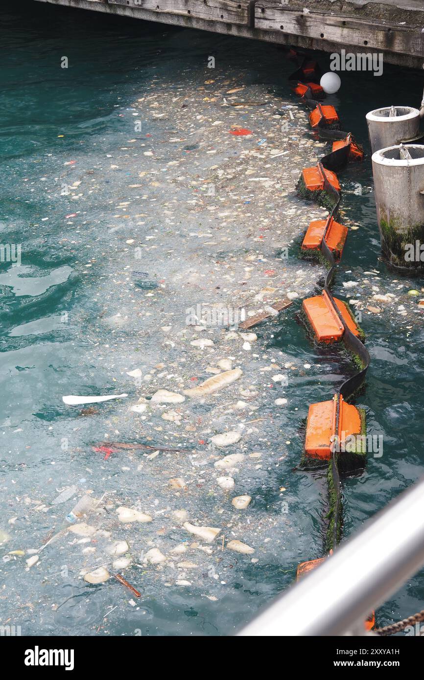 water pollution with garbage on water Stock Photo - Alamy