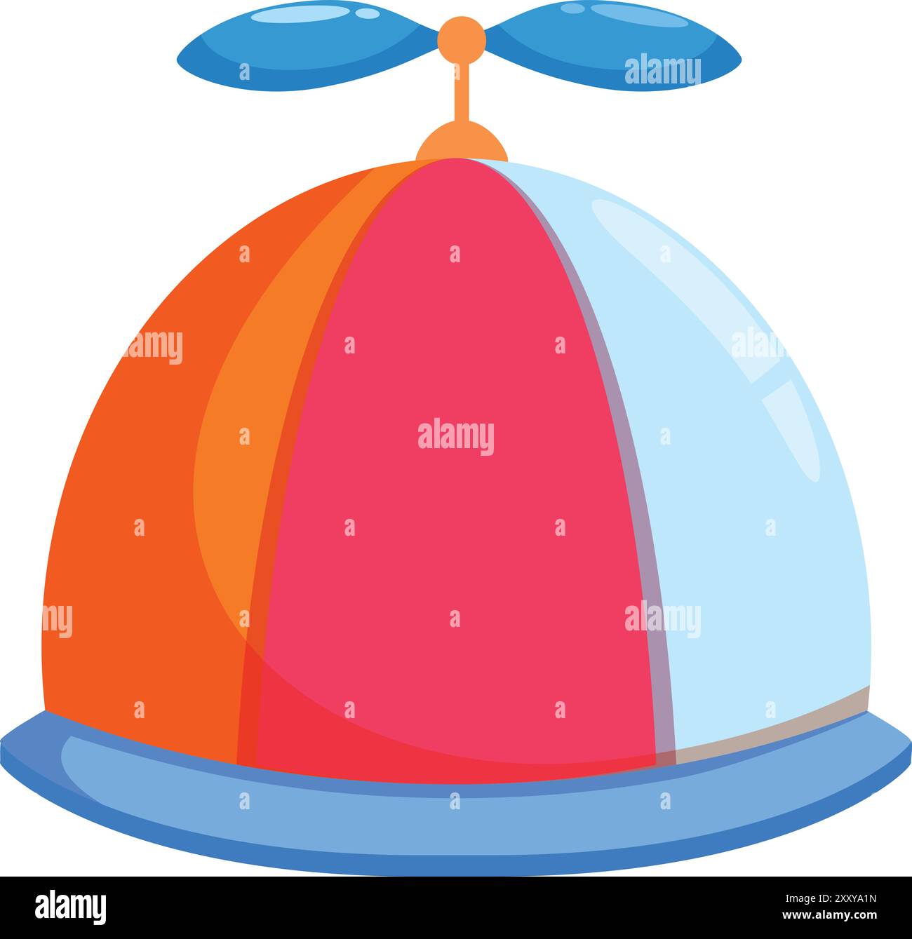 Colorful hat with propeller is spinning and flying high in the sky ...