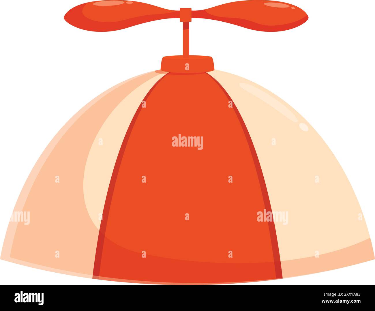 Cartoon style illustration of funny orange and beige cap with propeller ...