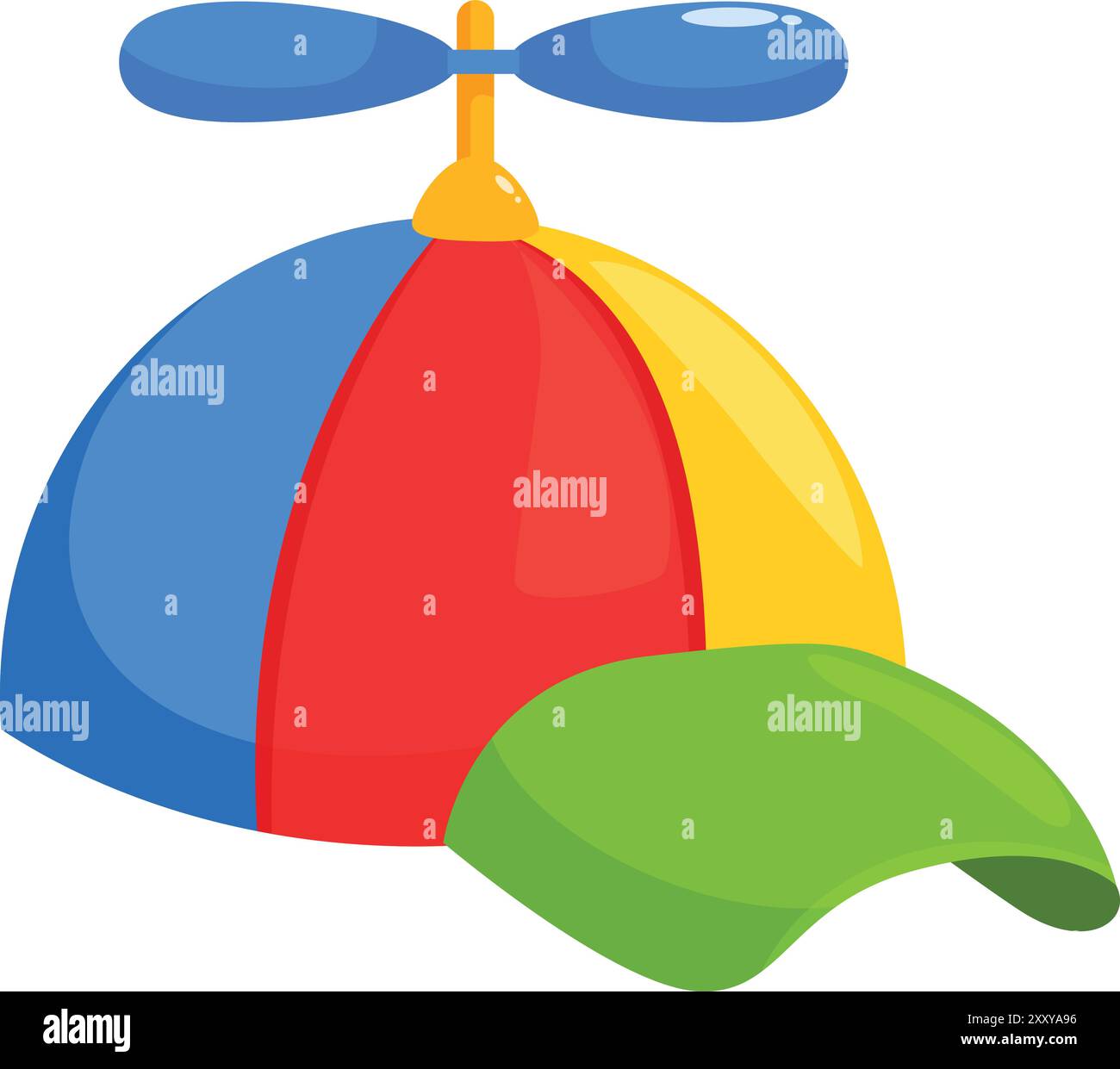 Colorful propeller cap with a green brim, a red center, a yellow side ...