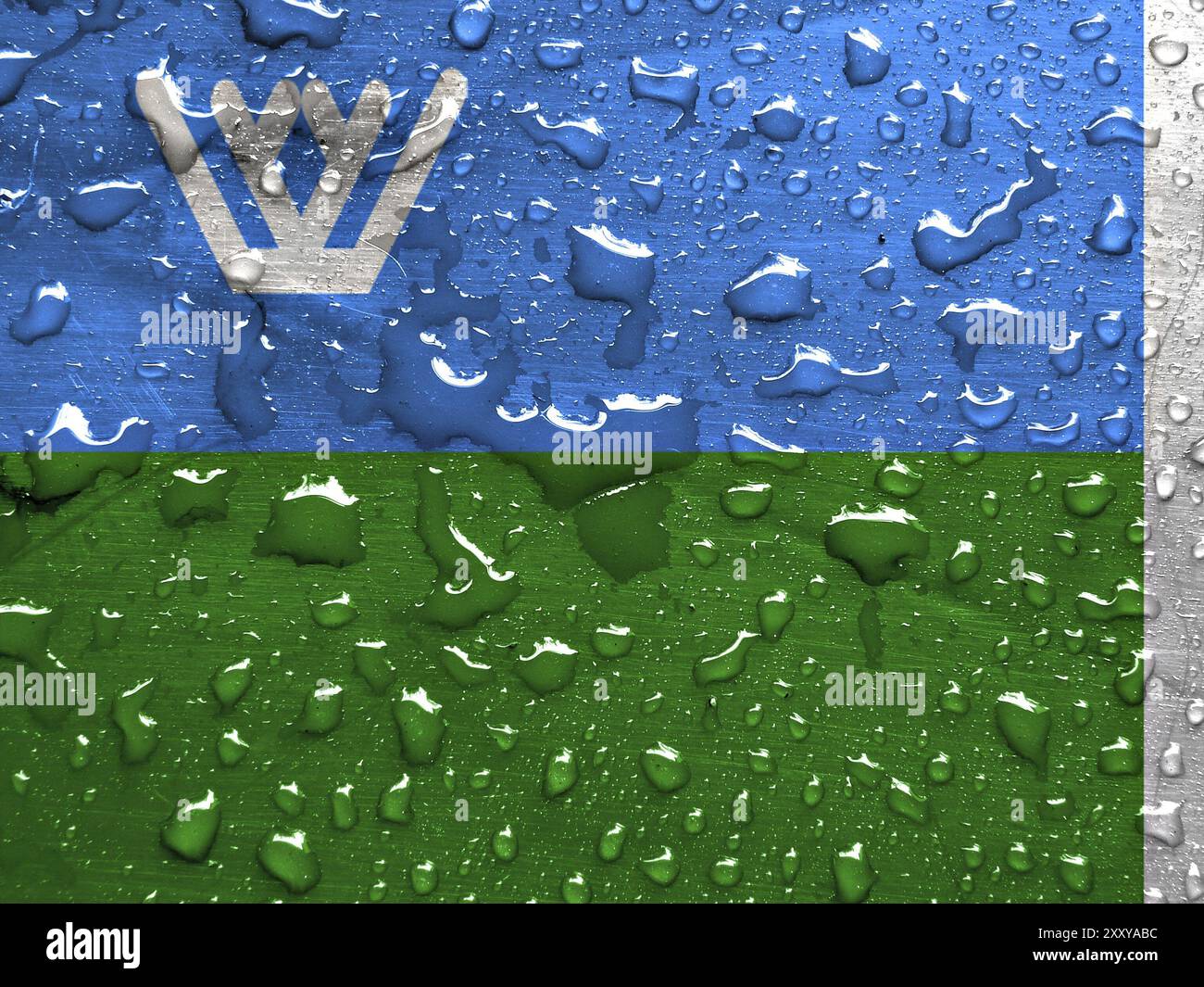 Flag of Khanty-Mansi Autonomous with rain drops Stock Photo - Alamy