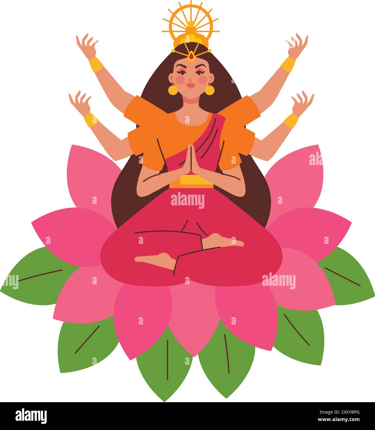 goddess durga on lotus flower Stock Vector Image & Art - Alamy