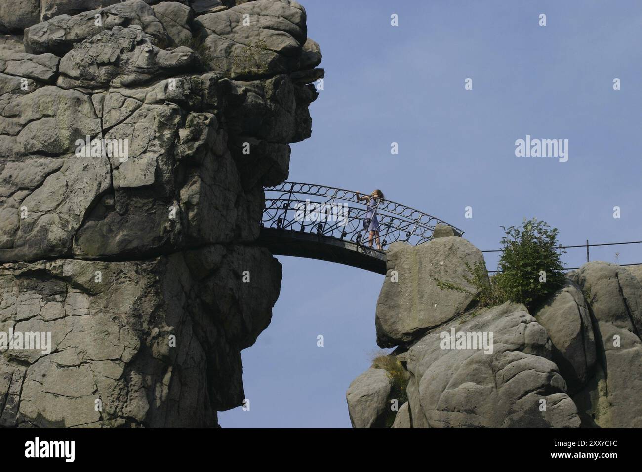 Bridge between the two highest rocks of the Externsteine in Lipperland ...