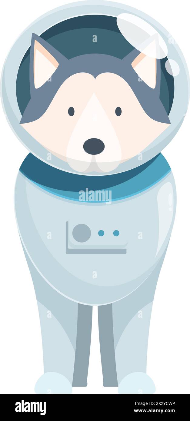 Cartoon husky dog wearing an astronaut suit, perfect for space and ...