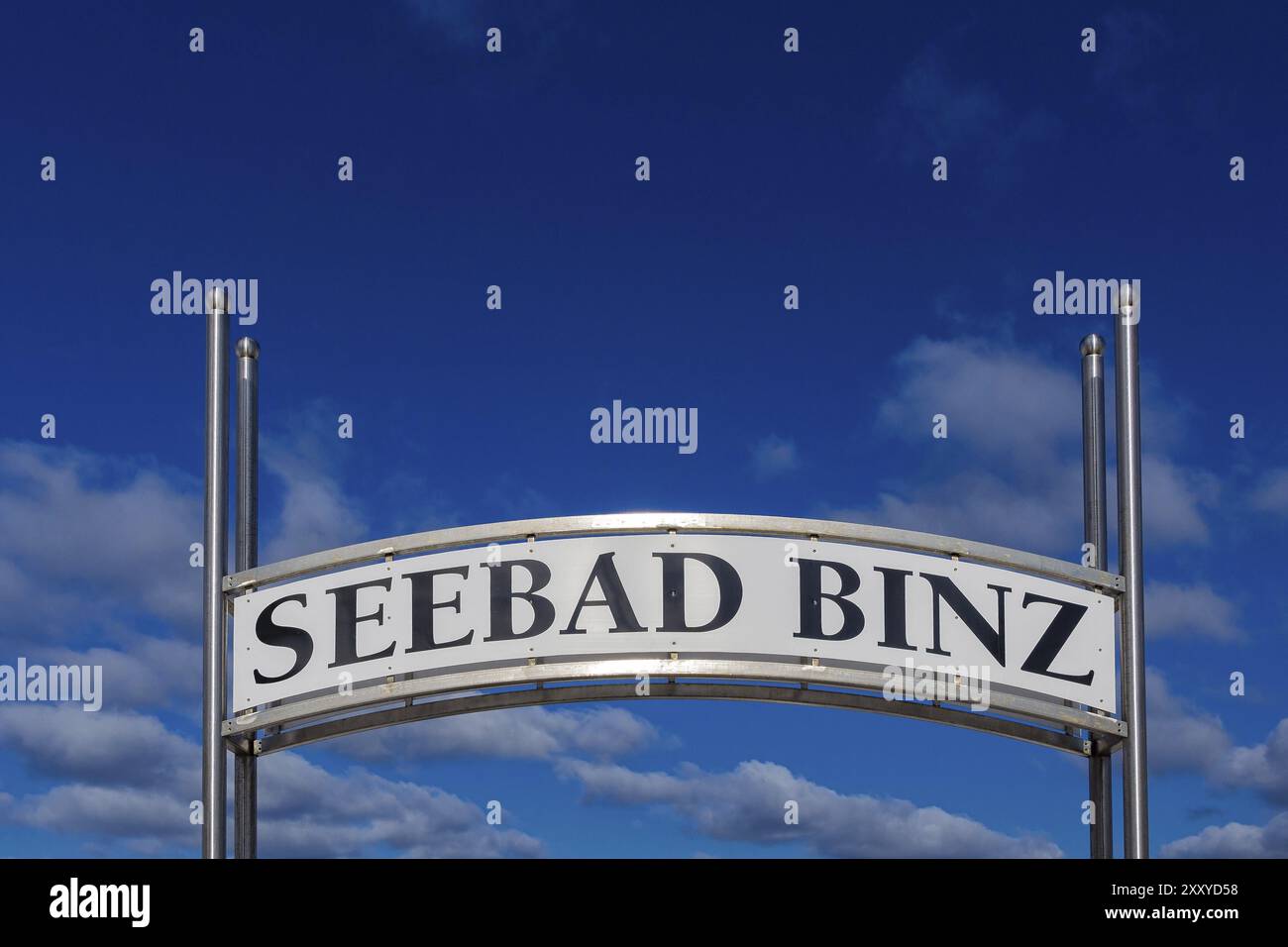 Sign in the seaside resort of Binz on the island of Ruegen Stock Photo ...