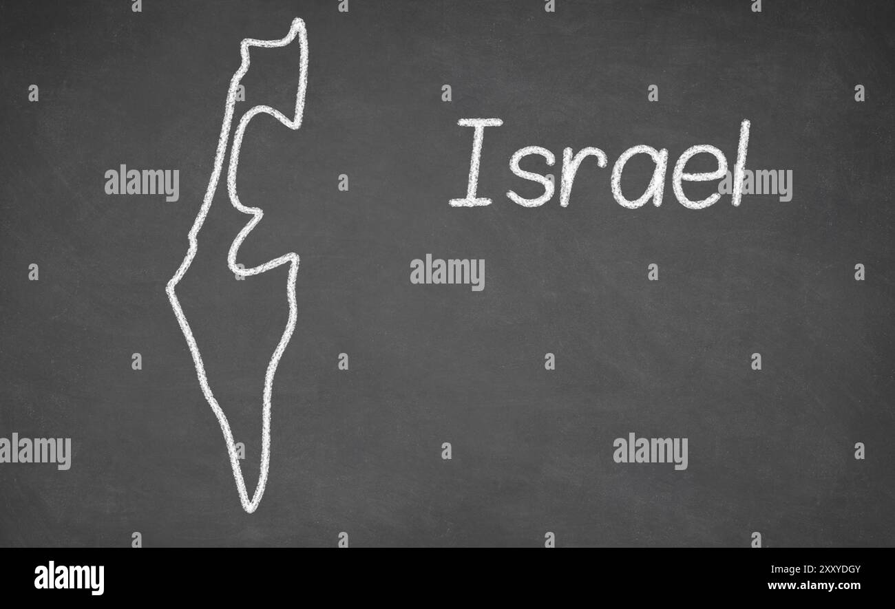 Israel map drawn on chalkboard. Chalk and blackboard Stock Photo - Alamy