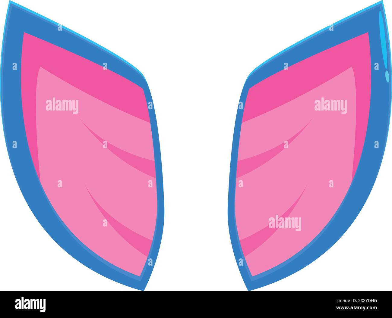 Cartoon pink and blue cat ears pointing upwards, representing cuteness ...