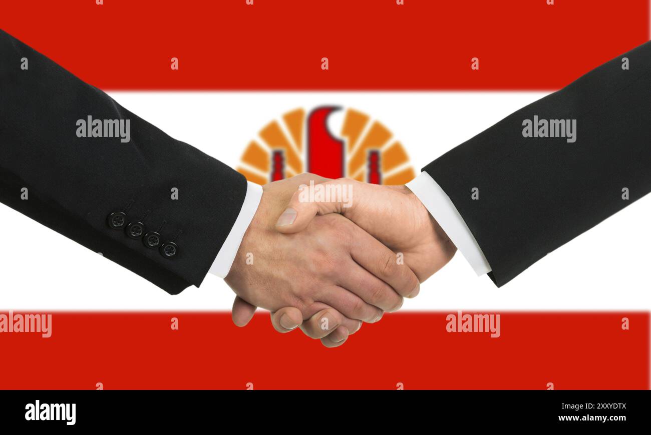 The French polynesia flag and business handshake Stock Photo - Alamy