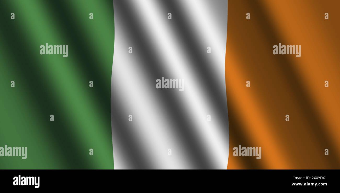 The irish flag flying in the wind Stock Photo - Alamy