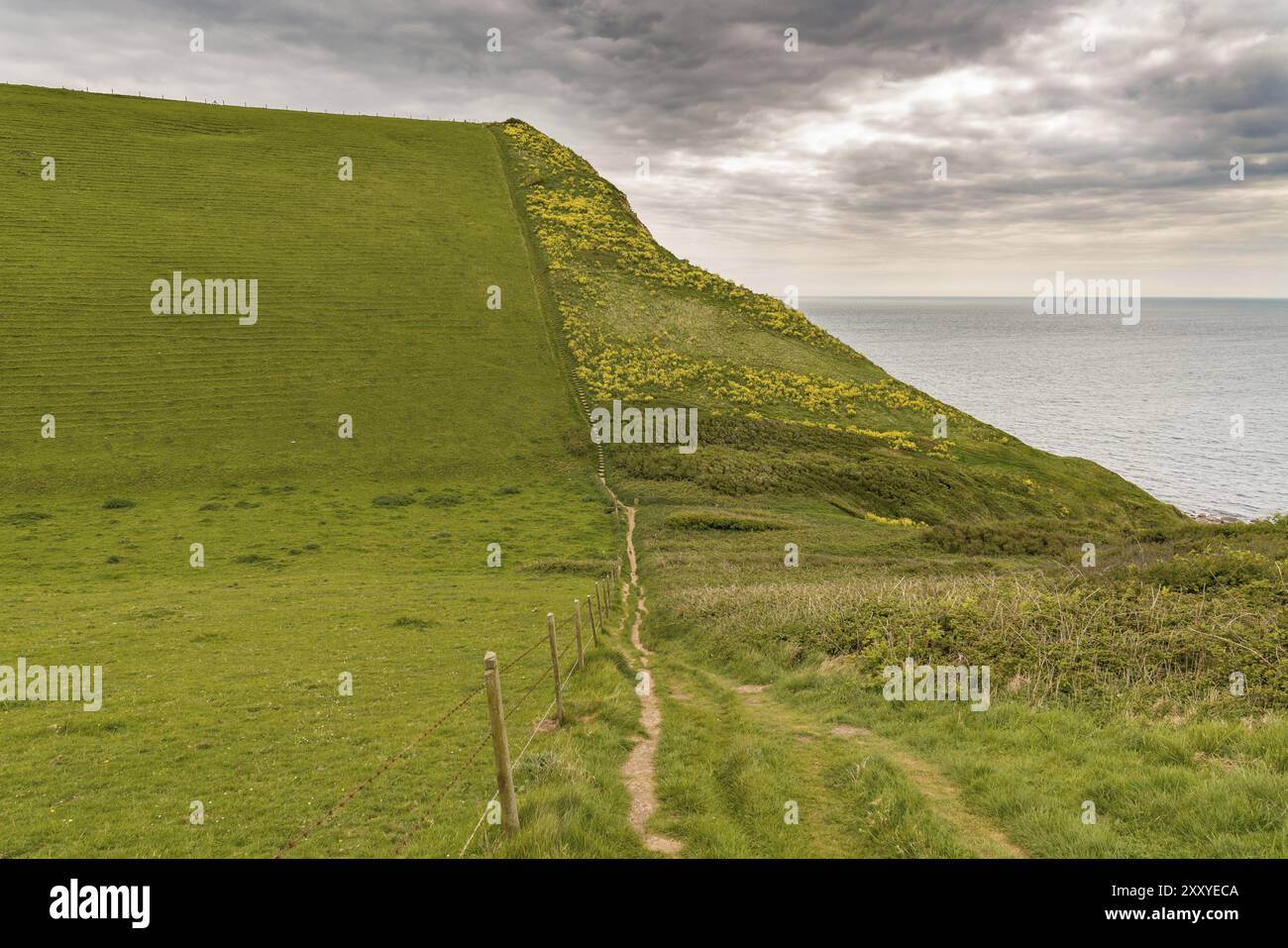 Walking down Emmett's Hill on the South West Coast Path, Jurassic Coast ...