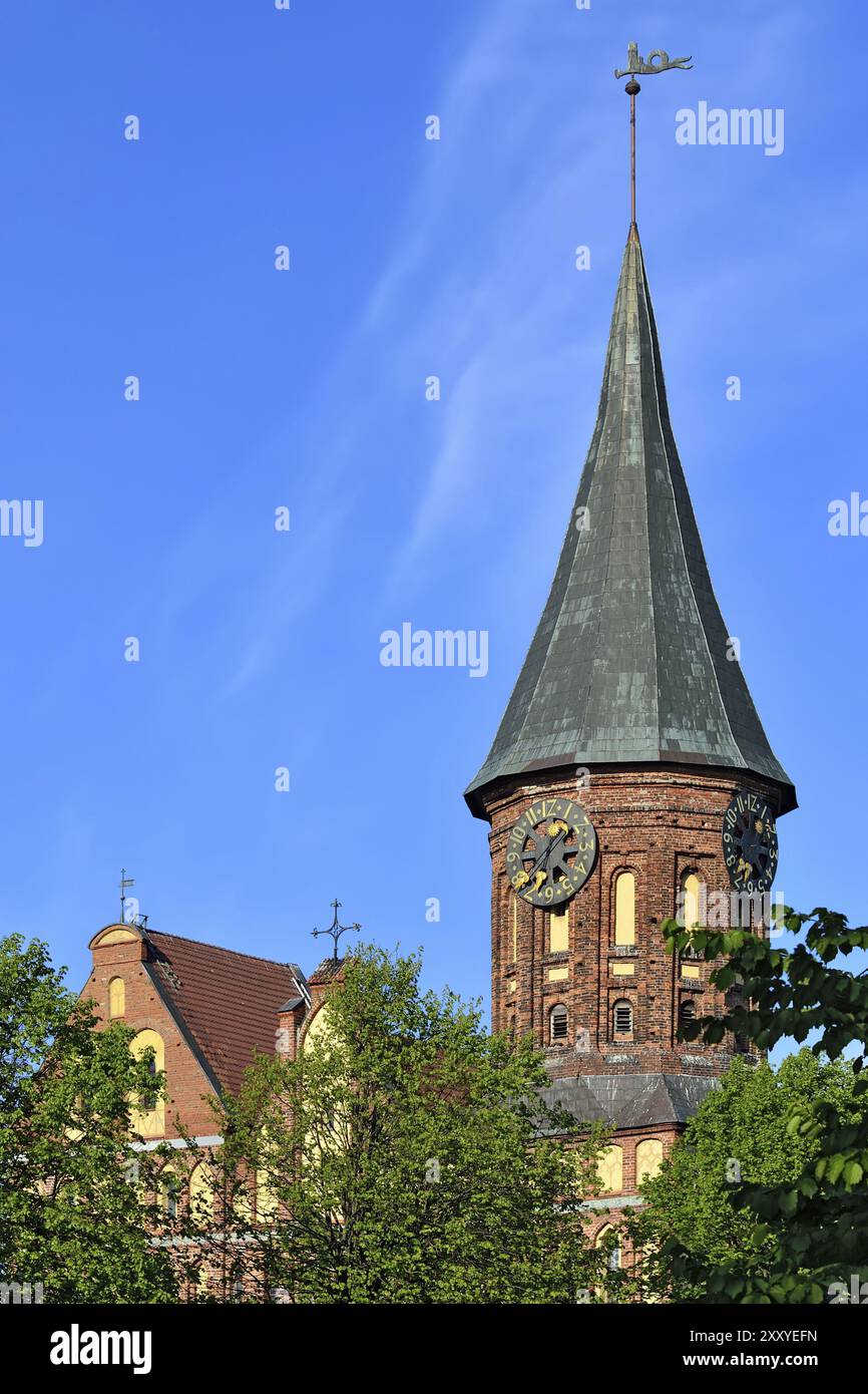 Tower of the Cathedral of Koenigsberg. Gothic 14th century. Symbol of ...